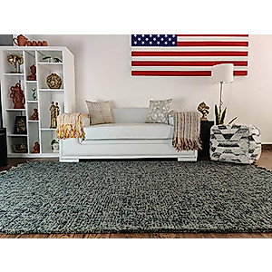 LOOMINAIRE Handmade Carpet Nomad Midnight Blue Wool Natural Fiber Easy Maintenance Rug for Living Room Bed Room Family Room Floors (8' x 10')