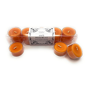 Allnations Candle Co. 100% Beeswax Tealight Candles. 4 to 5 Hours Long Burn Each - for Home, Mother’s Day, Rituals, Prayer, Party, Room Table Decoration - Unscented - Smokeless -10pcs (Orange)