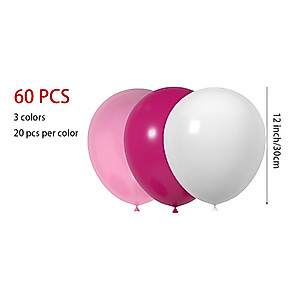 JODIDI 60 Pcs 12 Inch Latex Balloons in Rose Red, Pink and White - Perfect for Valentine's Day, Romantic Dates, Girl's Birthday, Graduation, Wedding, and Baby Shower Party Balloons Decorations