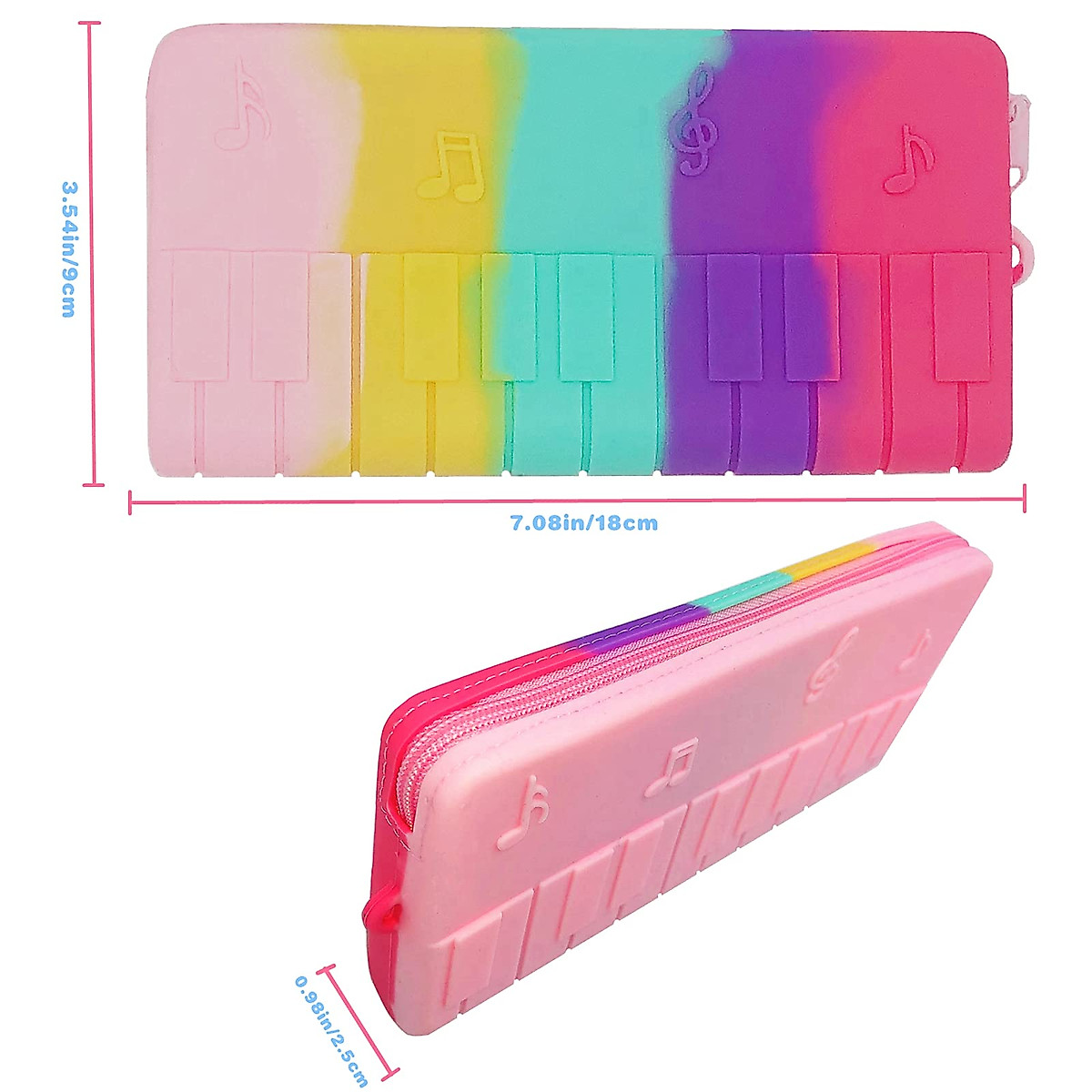 DIVIVID Pencil Case Cute Pencil Pouch, Large Kawaii Pen Holder with Zipper, Waterproof Silicone Colored Crayon Storage Box, Travel Makeup Cosmetic Bag for Girls Boys(Pink)