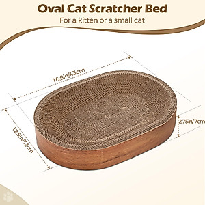 ComSaf Cat Scratching Board - Cat Scratcher for Indoor Cats, Cardboard Cat Scratch Pad Oval Cat Scratcher Bed for Kitten, Durable Cat Scratcher Bowl Circle, Furniture Protector from Cat Claws