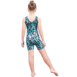 EQSJIU Girls Leotards For Gymnastics Size 5/6 Years Old 5t With Shorts Pink Leopard Blue Biketard Hot Pink Green Dance Clothes Outfits