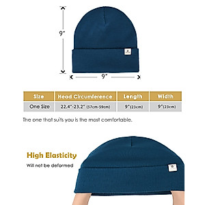 YANIBEST Womens Satin Lined Knit Beanie Hat Acrylic Winter Hats for Women Men Silk Lining Soft Slouchy Warm Cuffed Beanie Hat Blue