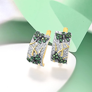 Santuzza 925 Sterling Silver Butterfly Dangle Earrings Green Spinel White Cubic Zirconia Drop Earring 14K Yellow Gold Plated Jewelry