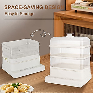 bathivy 19QT Electric Food Steamer for Cooking, 3 Tier Vegetable Steamer with Appointment and Timer, Digital Steamer for Fast Simultaneous Cooking, 800W Heating, Auto Shutoff & Boil Dry Protection