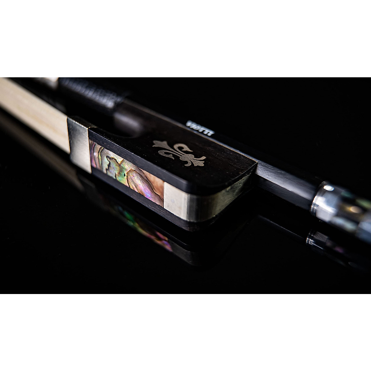 Viotti Carbon Fiber Viola Bow, Hand Crafted by Professional Bow Makers, Strong, Stiff & Well Balanced, Made with Mongolian Horse Hair, for Violist of All Skill Levels (Fleur de lis)