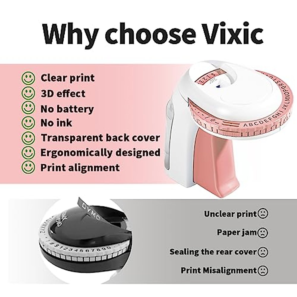 Vixic Embossing Label Maker Machine, Omega S Portable Handheld Embossed Label Maker Writer, Mini Embosser Label Maker with 3 Rolls Embossing Label Tapes for Home Office Organization