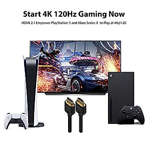 infinnet 8K HDMI 2.1 Cable, Ultra High Speed HDMI Cable 4K HD 120Hz 144Hz 2K 240Hz Gaming HDMI Cable 48Gbps Version 2.1 Certified, eARC HDCP 2.3 2.2 HDR Dolby Vision Atmos HDMI Cable, 2m (6 feet)