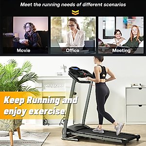 Treadmill with Incline, Portable Run Walking Folding Compact Exercise Machine with 12 Preset Program, LED Display, 250 LB Capacity for Small Space Fitness Electric Workout for Home