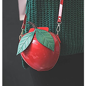 QZUnique Fruit Shape Handbag PU Crossbody Shoulder Bag Adjustable Strap Clutch Jelly Purse red Apple