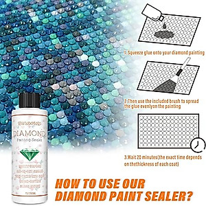 SMAPHY Diamond Painting Sealer 200ML with Silicone Brush, Diamond Art Sealer Permanent Hold & Shine Effect Clear Finish Sealer, High Gloss, for Diamond Painting & Puzzle Glue (7 OZ)