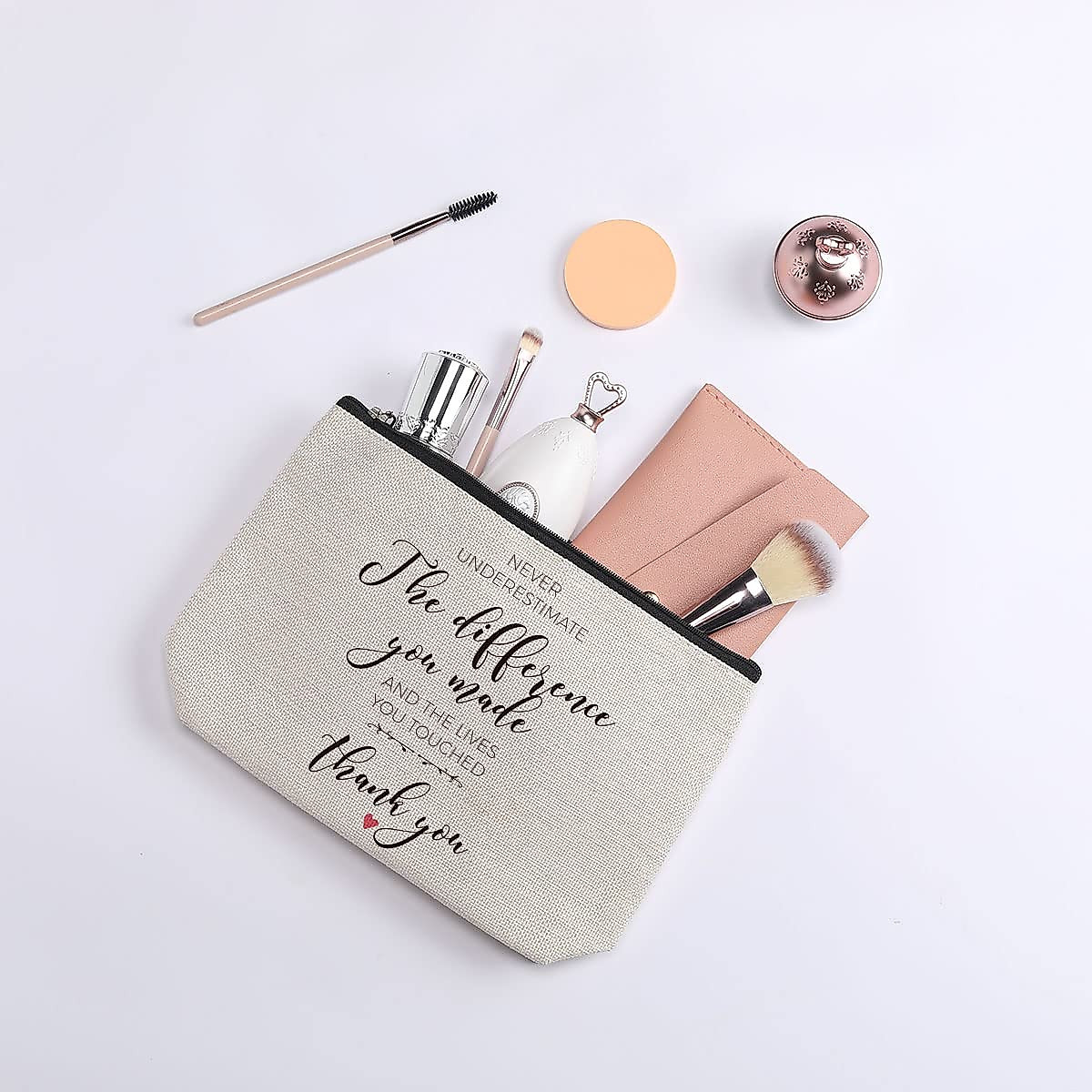 Inspirational Gifts for Women, Leaving Gifts for Colleagues Coworker Teacher, Thank You Gifts For Women - Never Underestimate The Difference You Made and The Lives You Touched Bracelet Makeup Bag