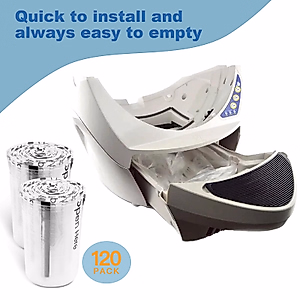 WECATION Replacement Waste Drawer Liners Compatible with Litter Bag Robot 3 4, 120 Count Waste Bags, 9-11 Gallons