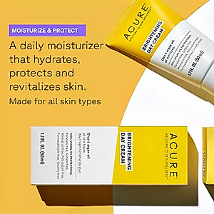 Acure Brightening Day Cream - Radiant Skin Day Cream with Cica & Argan Oil - Moisturizes, Evens Tone - 100% Vegan Formula - All Skin Types - Soothing & Nourishing Ingredients - 1.7 Fl Oz