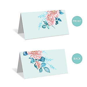 Place Cards for Table Setting, 120 Pack Table Name Tent Cards, Floral Blank Seating Place Cards for Weddings, Food Buffet, Parties, Dinner Table, Christmas, Thanksgiving