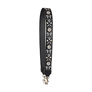 Embroidery Flowers Genuine Leather Handbags Strap HandBag Straps Replacement Shoulder Bag Straps (Black-01)