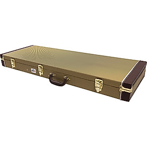 Gearlux Rectangular Electric Guitar Hard Shell Wood Case for Standard-Size Guitars Including Fender Strat/Tele - Tweed