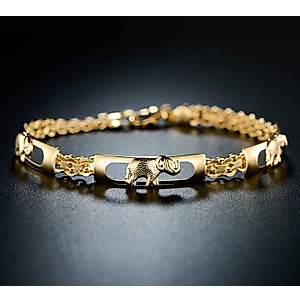 Barzel 18K Gold Plated Elephant Bracelet For Women Elephant Jewelry (Gold BR158)