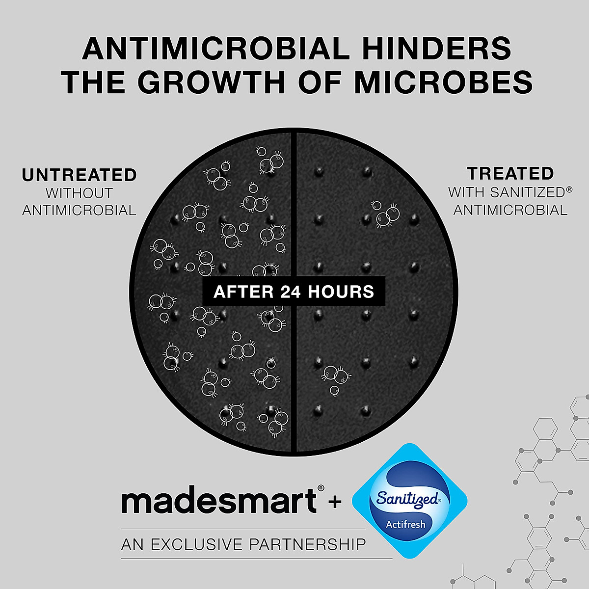 madesmart Antimicrobial 14 x 4 Clear Soft Grip Bin, 14" x 4", Carbon