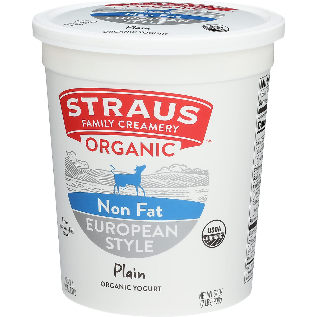 Straus Family Creamery, Non Fat Plain Yogurt, 32 oz