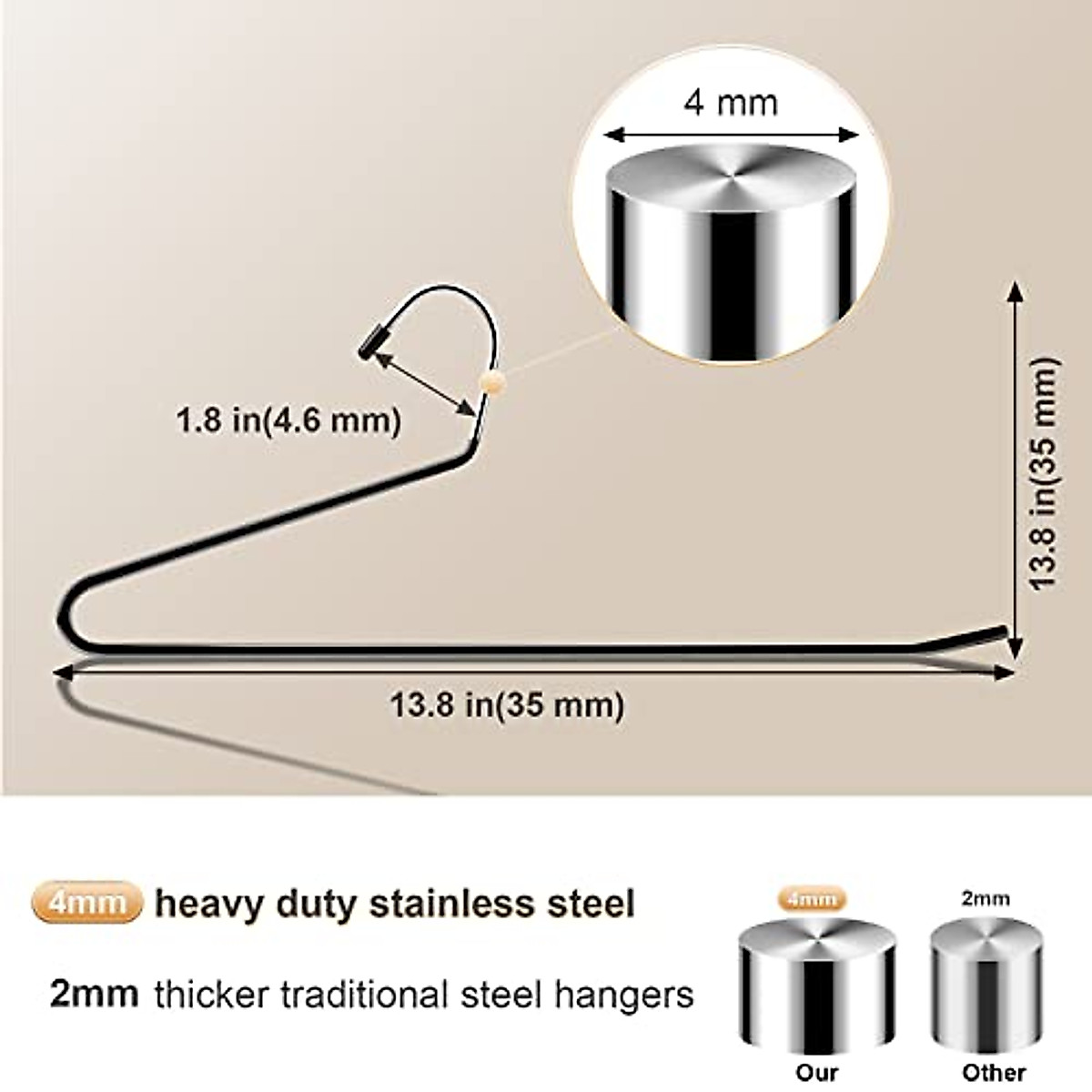 60 Pack Open Ended Pants Hangers, Metal Non Slip Trouser Hangers, Anti Rust Chrome Rubber Coating Slack Jeans Hangers, Heavy Duty Space Saving Pants Hangers for Pants Jeans Trousers Slacks Skirts