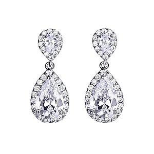 1/2/4/6 Pairs Silver Dangle Wedding Earrings for Brides,Rhinestone Costume Jewelry for Women Girls,Teardrop Cubic Zirconia Bridal Earrings for Porm Anniversary