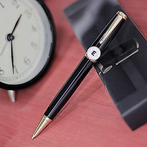 BIJOUX BOBBI [Premium Quality Pen with Individualized Letter Embellishment - Letter S - Black/Gold