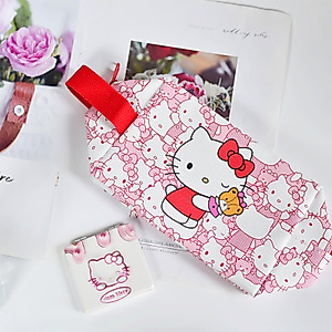 ENENSET kitty Travel Cosmetic Bag, Large Capacity Cartoon Cosmetic Pouch Makeup Bag with Zipper, PU Travel Toiletry Bag Makeup Accessories Organizer, Foldable Storage Bag Makeup Pouch for Girls