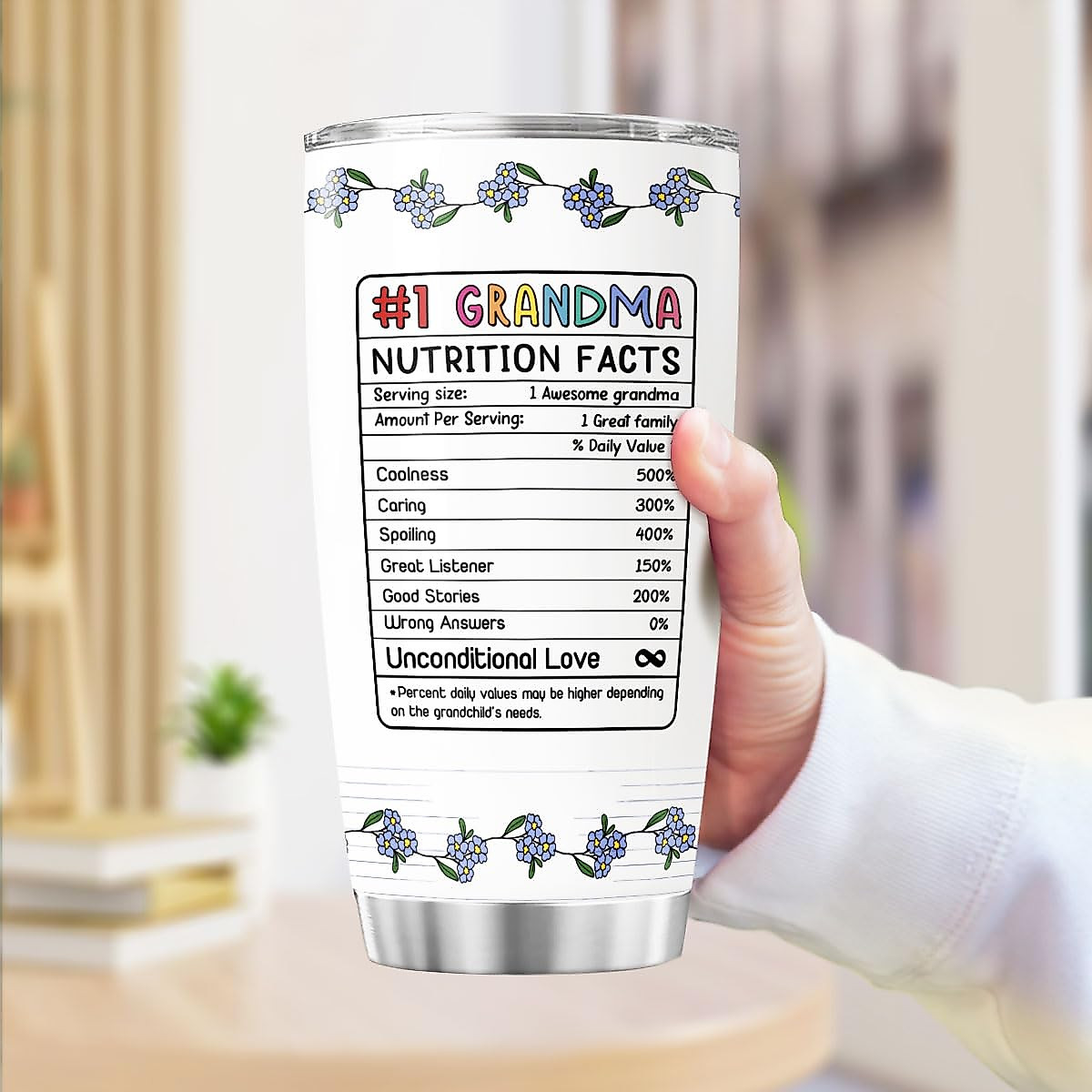 Water Granny Flower Cup Handle Floral Coffee Tumblers Nana Cups, Grandma Ever Nutrition Facts, Tumbler 20 Oz With Lid And Straw, Grandma Gifts