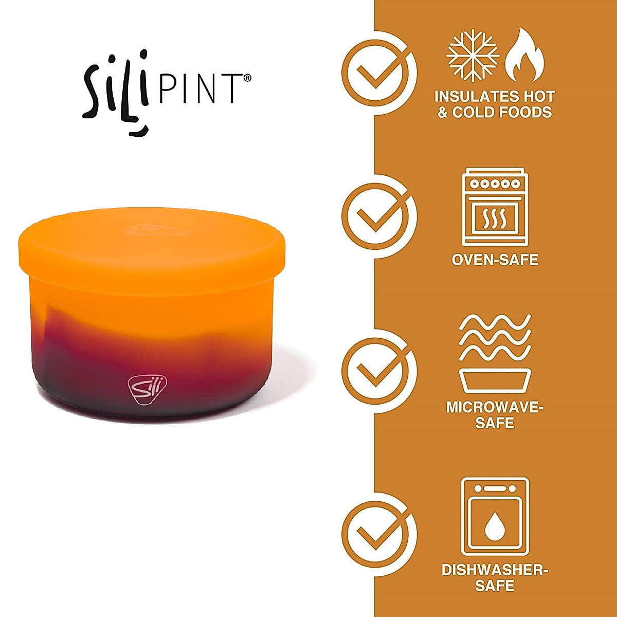 Silipint: Silicone 20oz Lidded Bowls: 2 Pack Sun Storm - Unbreakable, Flexible, Sustainable, Microwave-Oven-Dishwasher, Non-Slip