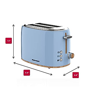 Homeart Panda Cordless Electric Kettle with Wood Detail and 4-Slice Retro Toaster Combo, Powder Blue