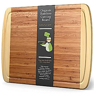 Extra Large Bamboo Cutting Board and Food Grade Oil Spray by Greener Chef