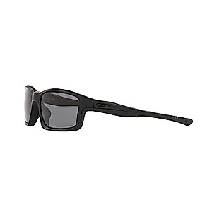 Oakley Men's OO9247 Chainlink Rectangular Sunglasses, Matte Black/Grey Polarized, 57 mm