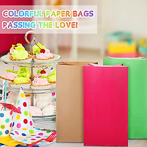 120 Pcs Solid Color Party Favor and Wrapped Treat Bags 12 Colors Goodie Bags Small Gift Bags Paper Bags Candy Bags for Birthday Baby Shower Wedding Crafts and Activities, 5.1 x 3.1 x 9.4 Inch