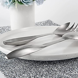 IMEEA Salad Servers Set SUS304 Stainless Steel Salad Fork and Spoon Salad Serving Utensils, 9.45-Inch