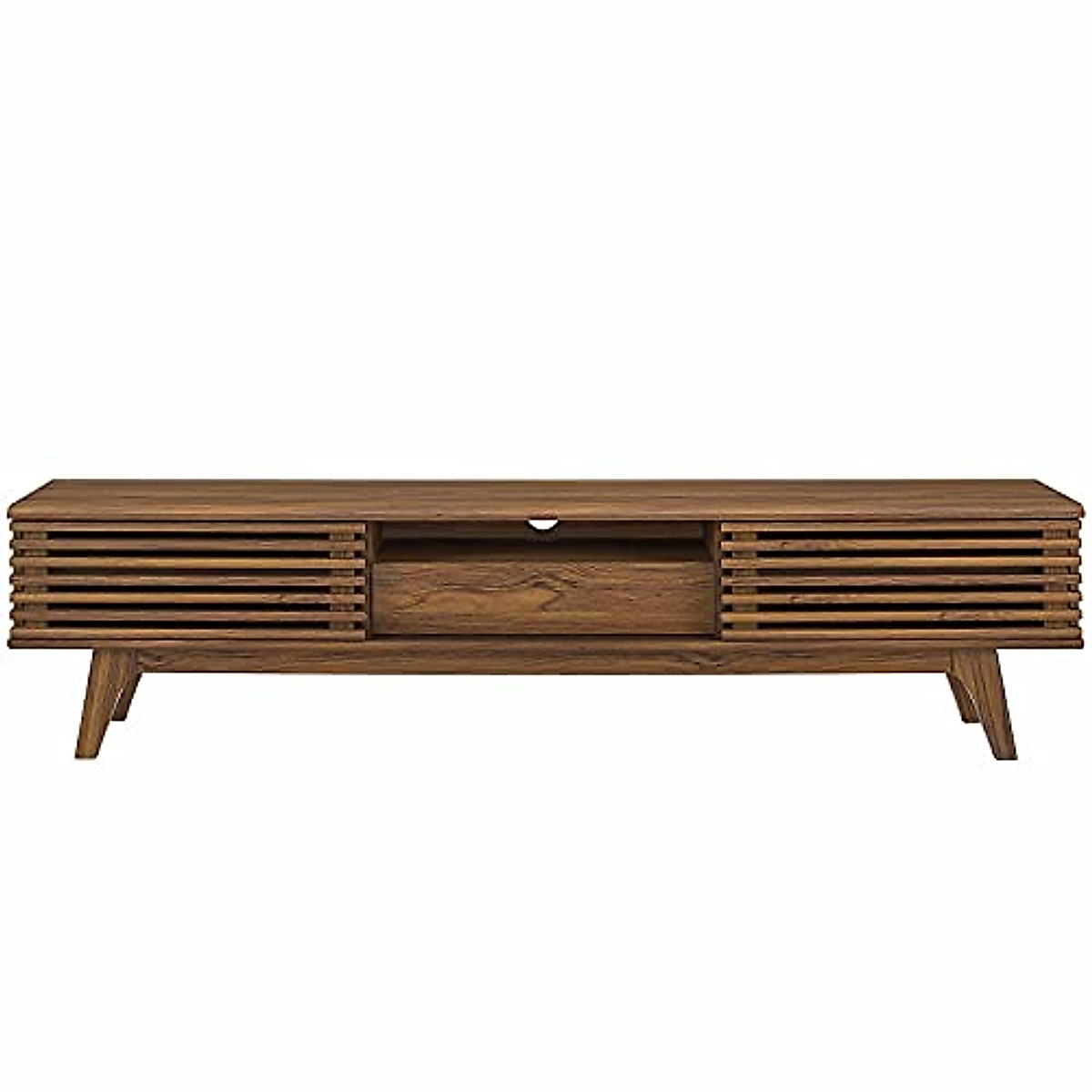 Modway Render 70" Mid-Century Modern Low Profile Entertainment TV Stand, 70 Inch, Walnut Walnut