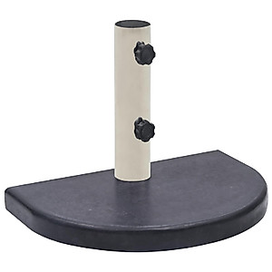 vidaXL Half-Round Black Umbrella Base, Durable Granite Construction, Stainless Steel Tube, Adapters for Various Parasol Sizes, Stable Garden Furniture Accessory - 15.7"x11"x1.6" - 22 lb Weight
