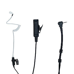 Klykon 2 Wire Covert Acoustic Tube Earpiece Headset PTT MIC for 1 PIN 2.5MM Motorola Talkabout Walkie Talkie 2 Way Radio MD200TPR MH230R MR350R MS350R MT350R MG160A MH230TPR