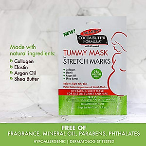 Palmer's Cocoa Butter Formula Tummy Mask, for Stretch Marks and Pregnancy Skincare (Single Use Mask), Unscented