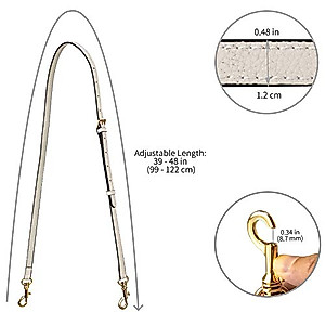 Allzedream Genuine Leather Purse Strap Adjustable Crossbody Handbag Replacement Straps 0.48 Inch Width (White)