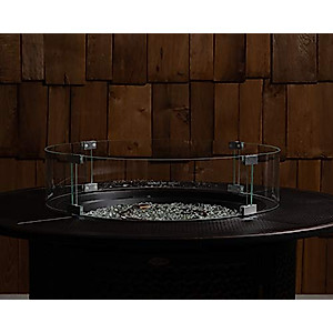 Fire Sense Fire Pit Wind Guard Clear Glass Tempered Glass for Propane, Gas, Fire Pits and Patio Heaters - Round - 26 Inches