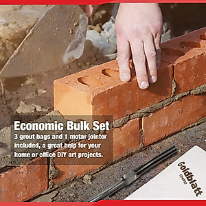 Goldblatt 4 Pieces Tile Grout Masonry Mortar Bag Set, includes 3 Pieces Tear Puncture Resistant Grout Bag & 1 Piece Brick Jointer for Tile Installation Work