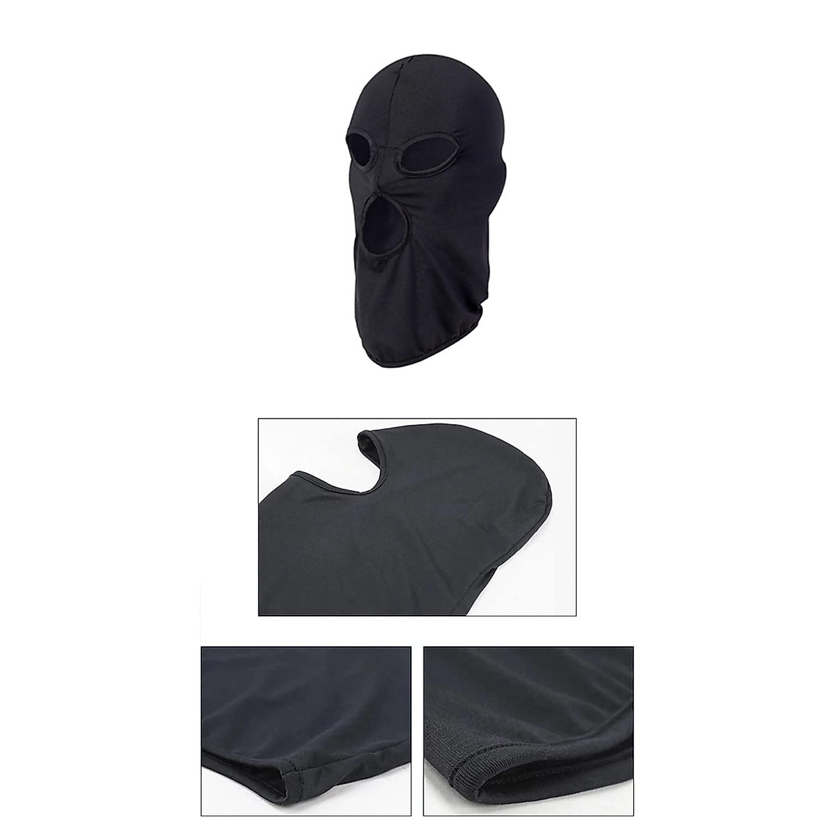 WYSUMMER 3 Hole Full Face Mask, Women Men Thin Balaclava Face Mask for Motorcycle Bike Hunting Cycling Cap Ski (Black)