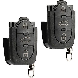Flip Key Fob Keyless Entry Remote Shell Case & Pad fits VW Beetle Cabrio Golf Jetta Passat 1998 1999 2000 2001 (HLO1J0959753F), Set of 2