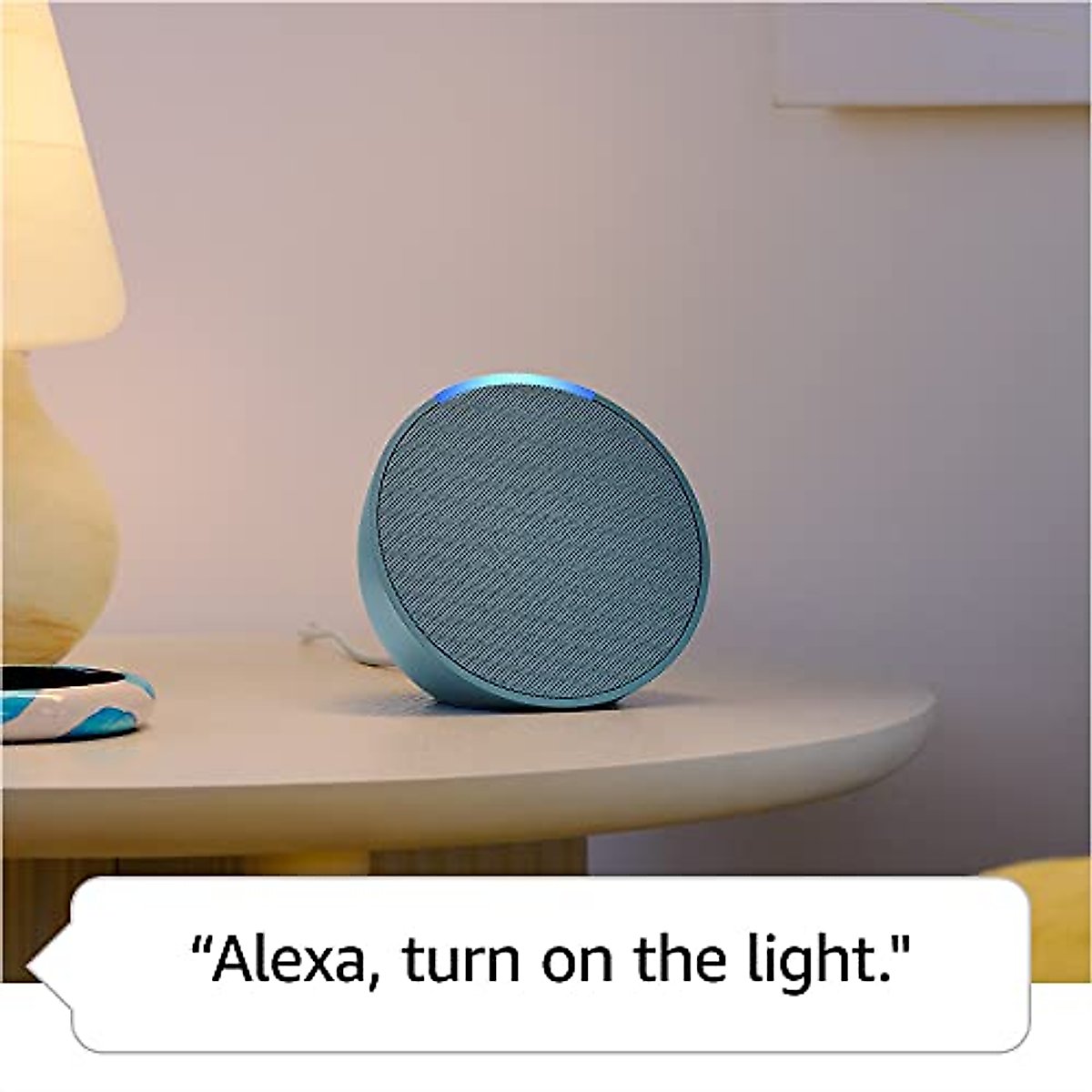 Echo Pop in Midnight Teal bundle with TP-Link Kasa Smart Color Bulb