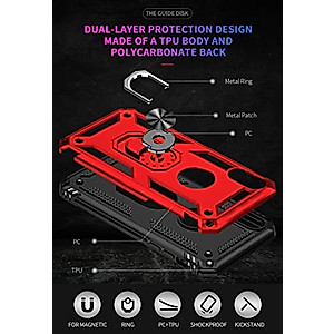 SunStory Compatible for iPhone XR Case with Tempered Glass Screen Protector,iPhone XR Phone Case with Magnetic Ring Kickstand for iPhone XR 2018 (Red, iPhone XR)
