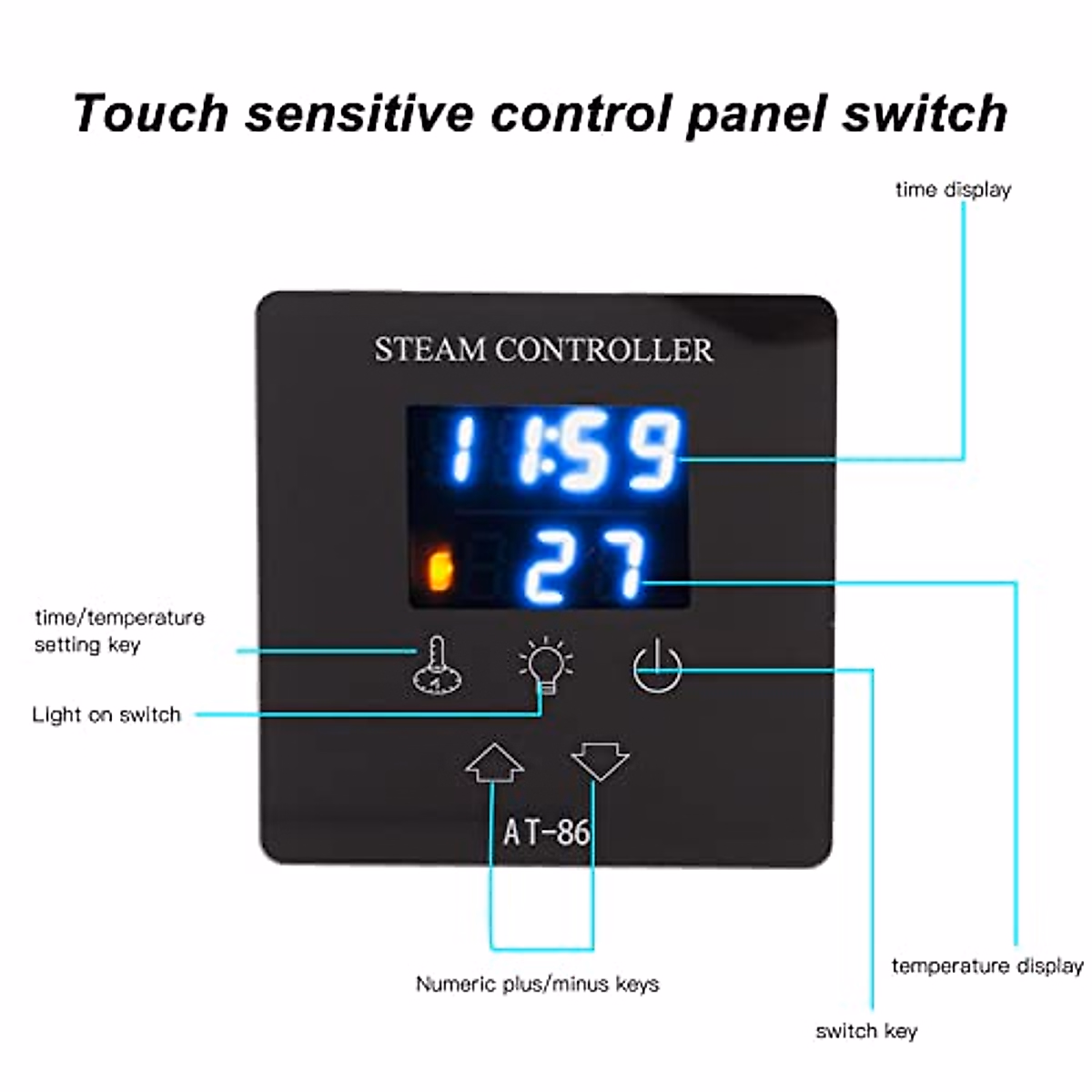 Kadimendium Sauna Room Temperature Controller, Durable Heater Switch ABS Touch Screen Temperature Controller 35 to 110 Degree Centigrade Plastic for Spa Room