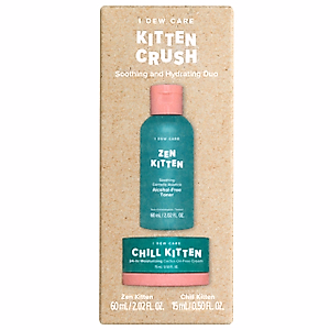 I Dew Care Travel Skincare Set - Kitten Crush | With Centella Asiatica, Prickly Pear, Aloe Vera, Heartleaf Extract, Hydrating, Facial Toner, and Moisturizer for Blemished Skin, Gift, Gift Set, Spa Day