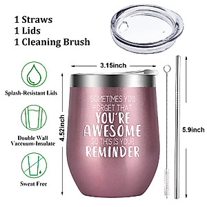 Mothers Day Gifts for Mom Women Wife Her-12 OZ Wine Tumbler Cup with Straws, Lids-Stocking Stuffers for Birthday,Christmas,Valentines Day Inspirational Gifts for Best Friend Female Sister Daughter