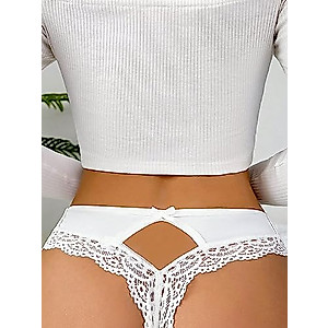 Milumia Women Sexy Panties Lace Lingerie Underwear Cheeky Naughty Bikini Brief Seamless Hipsters Bikinis Solid White Large